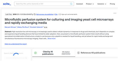 Microfluidic Perfusion System For Culturing And Imaging Yeast Cell