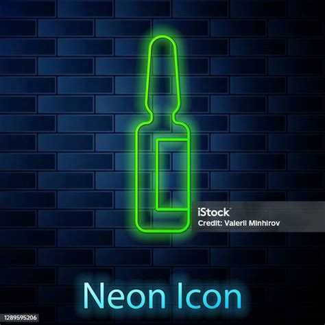 벽돌 벽 배경에 고립 된 빛나는 네온 라인 치통 진통제 태블릿 아이콘 치아 관리 약 캡슐 알 약 및 약물 약국 디자인 벡터 건강