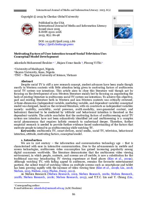 Pdf Motivating Factors Of User Intention Toward Social Television Use Conceptual Model