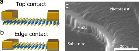 Schematic Of An A Top Contacted And B Edge Contacted Mos2 Crystal C