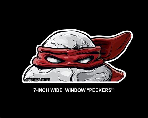 Get Your Black And White Tmnt Window Peeker 7 Inch Die Cut Vinyl Sticker