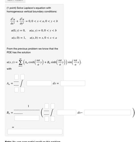 Solved 1 Point Solve Laplaces Equation With Homogeneous