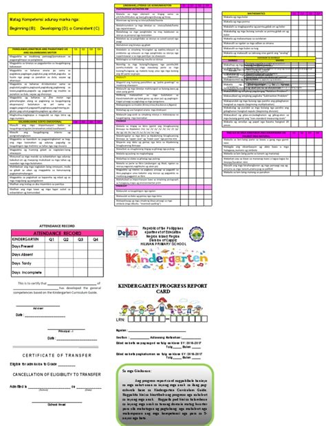 Contextualized Kindergaten Progress Report Card Pdf