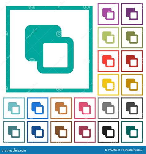 Subtract Shapes Flat Icons With Outlines Vector Illustration 196628826