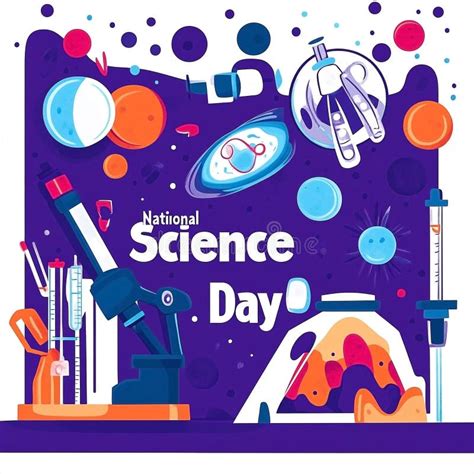 National Science Day Poster With Laboratory Equipment And Space
