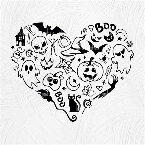 Halloween Svg Funny Halloween Doodle Svg Pumpkin Svg Ghost Svg Boo