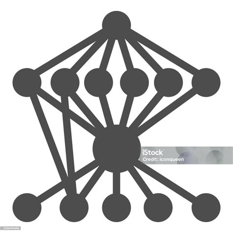 그리드 연결 솔리드 아이콘 신경망 개념이 있는 그래프 벡터 그래픽입니다 데이터 알고리즘 흰색 배경에 딥 러닝 기호 모바일 또는 웹 디자인을 위한 글리프 스타일 아이콘 2