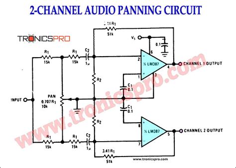 2 Channel Audio Panning Circuit Diagram TRONICSpro