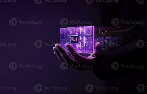 Ai Technology Concept Hand Holdings An Ai Cpu Conceptual Photo Futuristic Tone 34969159 Stock