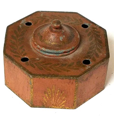 Tin Inkwell With Redware Cup The Society Of Inkwell Collectors Soic