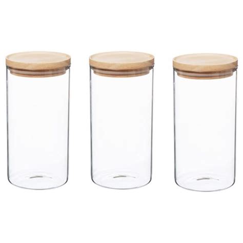 Set Of 3 Air Seal Round Glass Storage Jars Dunelm