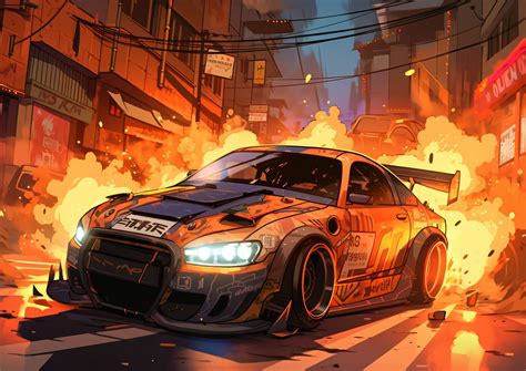 Modern Art Poster Print Drift Car High Quality Image For Framing