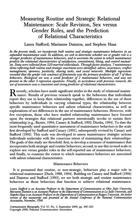 Pdf Measuring Routine And Strategic Relational Maintenance Scale