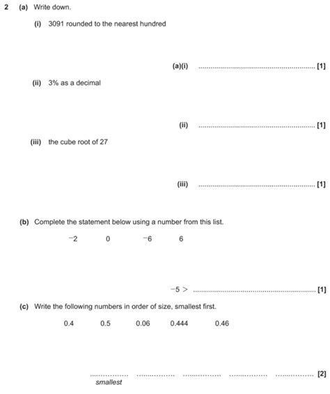 GCSE Maths Ordering Numbers Past Paper Questions Pi Academy