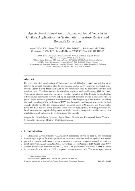 Pdf Agent Based Simulation Of Unmanned Aerial Vehicles In Civilian Applications A Systematic