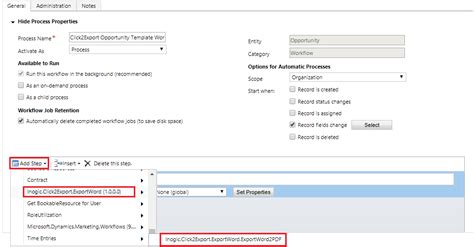use click2export workflow to export dynamics crm word templates