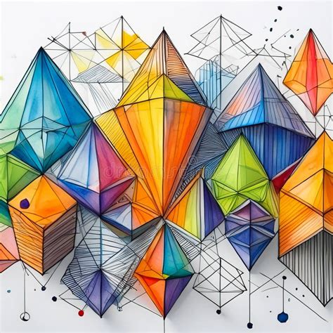 Abstract Geometric Patterns In Bold Contrasting Colors On White