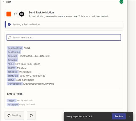 failed to create a task in motion the app returned bad request