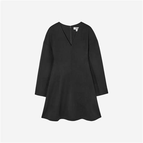 W 코스 브이넥 더블 페이스 울 드레스 다크 네이비 Cos Kream