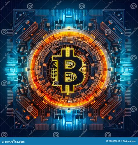 Bitcoin Made From Futuristic Glowing Technology Stock Image Image Of