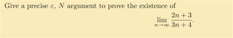 solved give a precise ε n argument to prove the existence