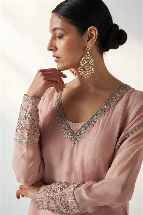 Pakhi Blush Pink Sheer Kurta Pant Set