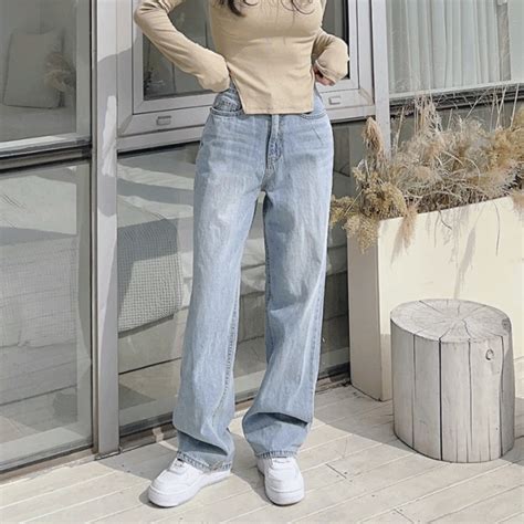 가벼운원단 연청 중청 진청 포라 브러쉬 워싱 와이드 일자 데님 팬츠