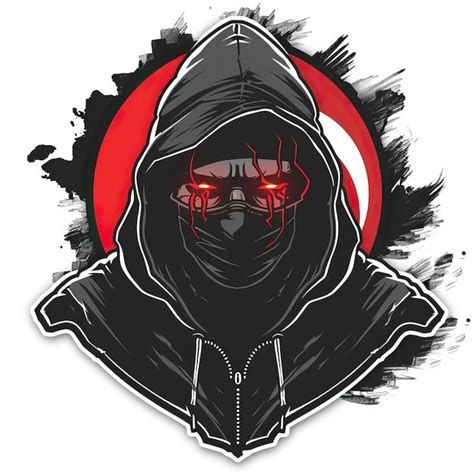 Premium Vector Vector Sticker Logo A Hacker Wearing A Hoodie With Glowin
