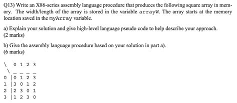 Q13 Write An X86 Series Assembly Language Procedure