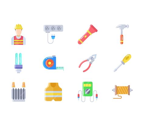 Premium Vector Electrician And Electrical Work Element Icon Set