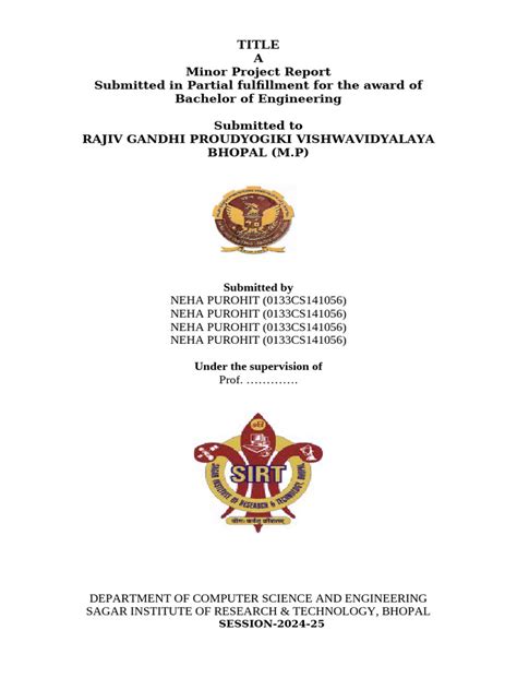 Minor Project Project Format 2024 Pdf Computer Science Computing
