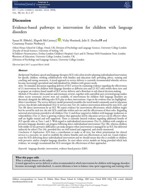 Ebbels 2019 Pdf Randomized Controlled Trial Cognition