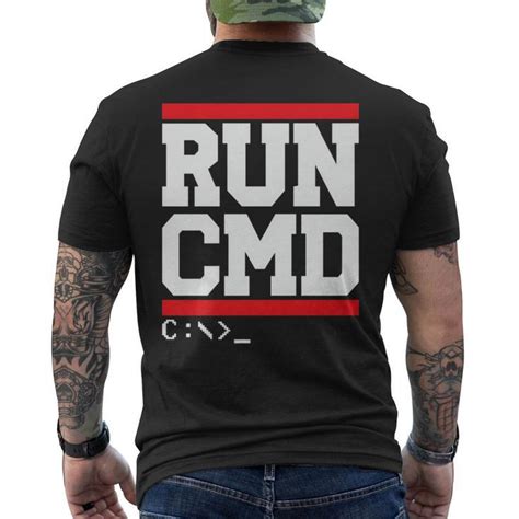 Run Cmd C Command Prompt Windows Ms Dos Cmdexe Mens T Shirt Back Print