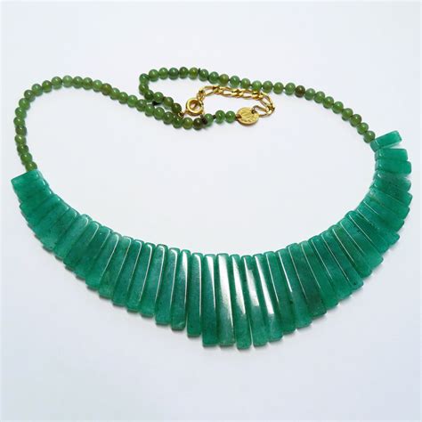 Vintage Italian Designer Bozart 1970s Aventurine Nephrite Cleopatra