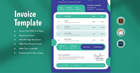 Variable Simple Services Invoice Template Print Templates Ft Payment