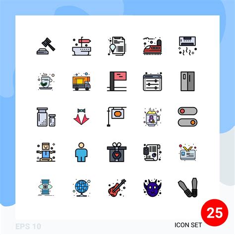 25 Universal Filled Line Flat Color Signs Symbols Of Summer Conditioner Invention Air Train