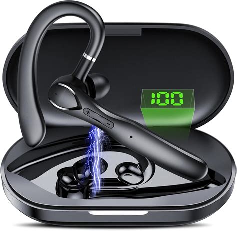 Amazon Com CASCHO Bluetooth Headset Bluetooth Earpiece With LED Display Charging Case 100H