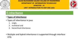 CS OOP UT I T FEATURES OF OBJECT ORIENTED PROGRAMMING PPT
