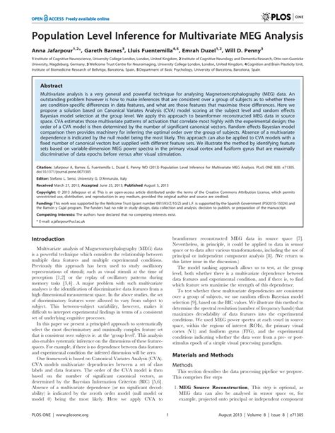 pdf population level inference for multivariate meg analysis