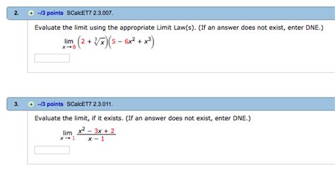 Solved Evaluate The Limit Using The Appropriate Limit Chegg Com