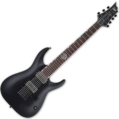 Disc Esp Ltd Aj 7 Andy James 7 String Electric Guitar Black Satin At Gear4music