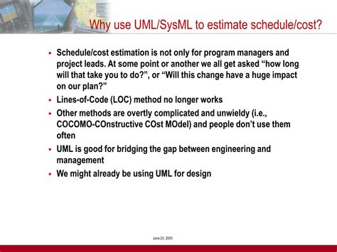ppt project estimation based on requirements analysis with uml sysml