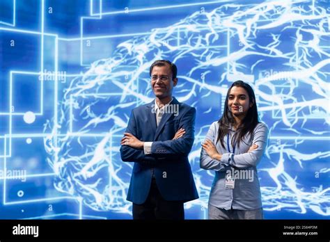 portrait of employees working with ai machine learning algorithms