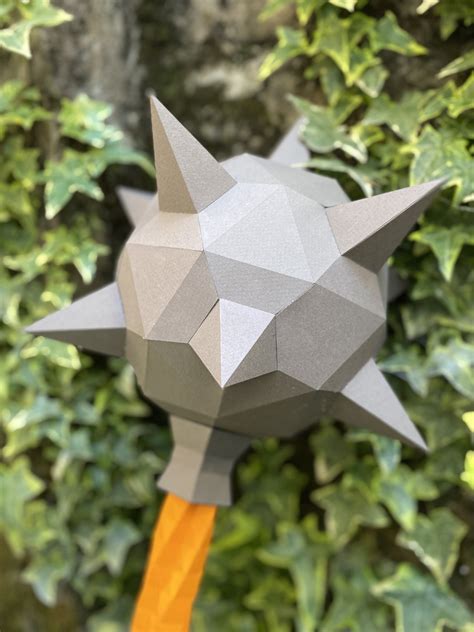 Diy 3d Papercraft Mace Pdf Printable Template Etsy
