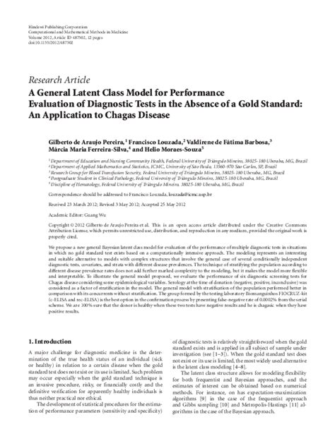 Pdf A General Latent Class Model For Performance Evaluation Of Diagnostic Tests In The Absence