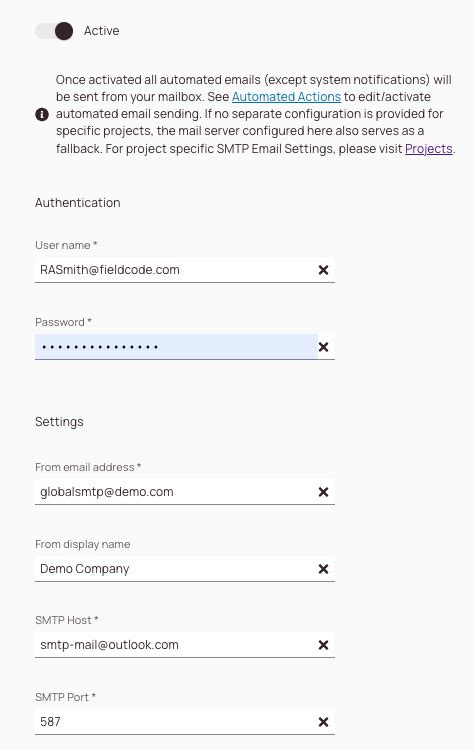 Account Settings Fieldcode Manual