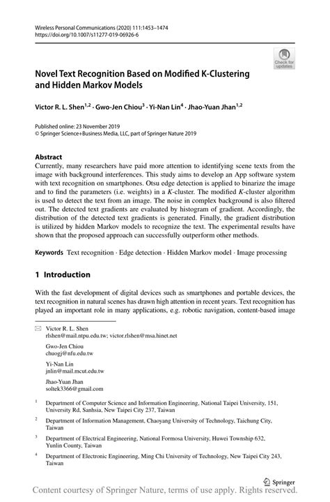 Novel Text Recognition Based On Modified K Clustering And Hidden Markov Models