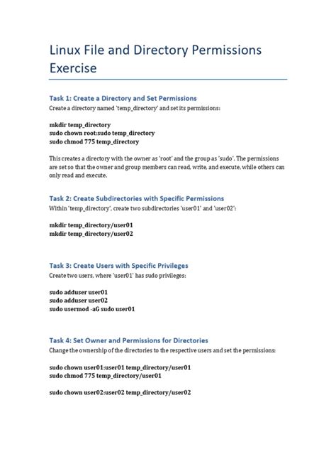 Linux Permissions Exercise Pdf