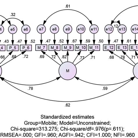Standardized Estimates Of The Unconstrained Model Of The Mbrt Samples