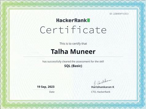 Talha Muneer On Linkedin Sql Hackerrank Certifications Learningjourney